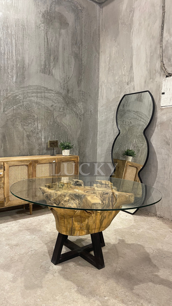 Tree stump dining table