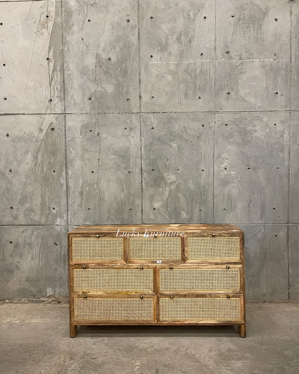Rattan 7 draw chest
