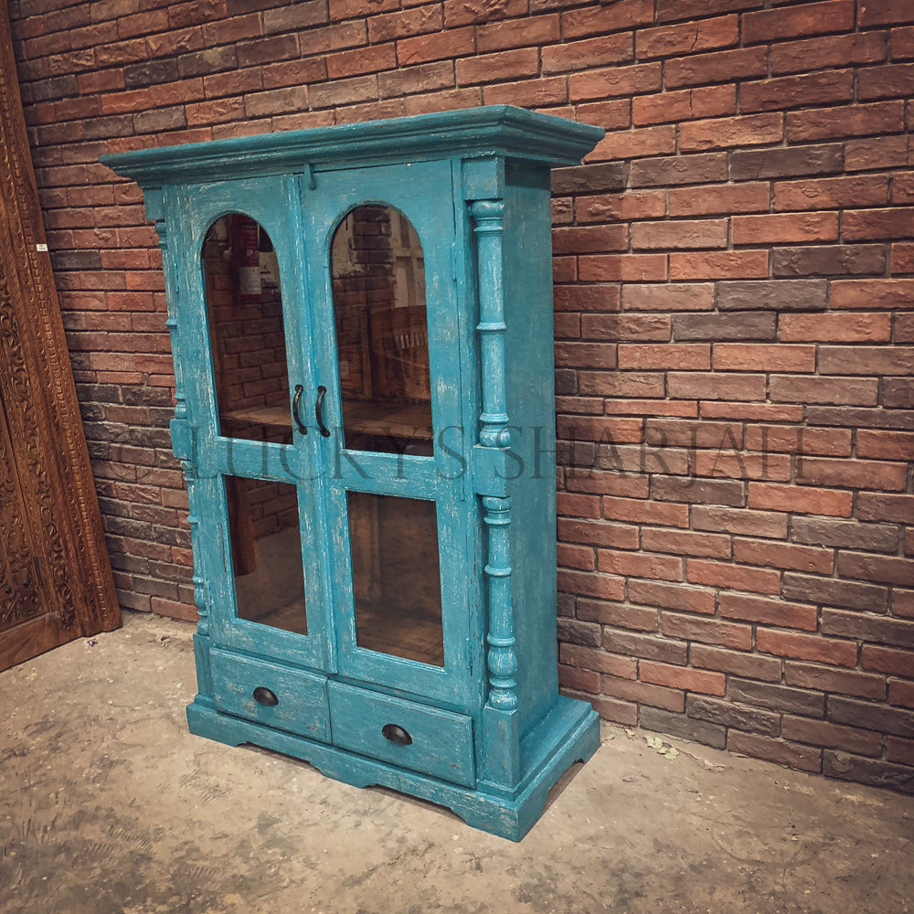 Vibrant Blue Glass door cabinet