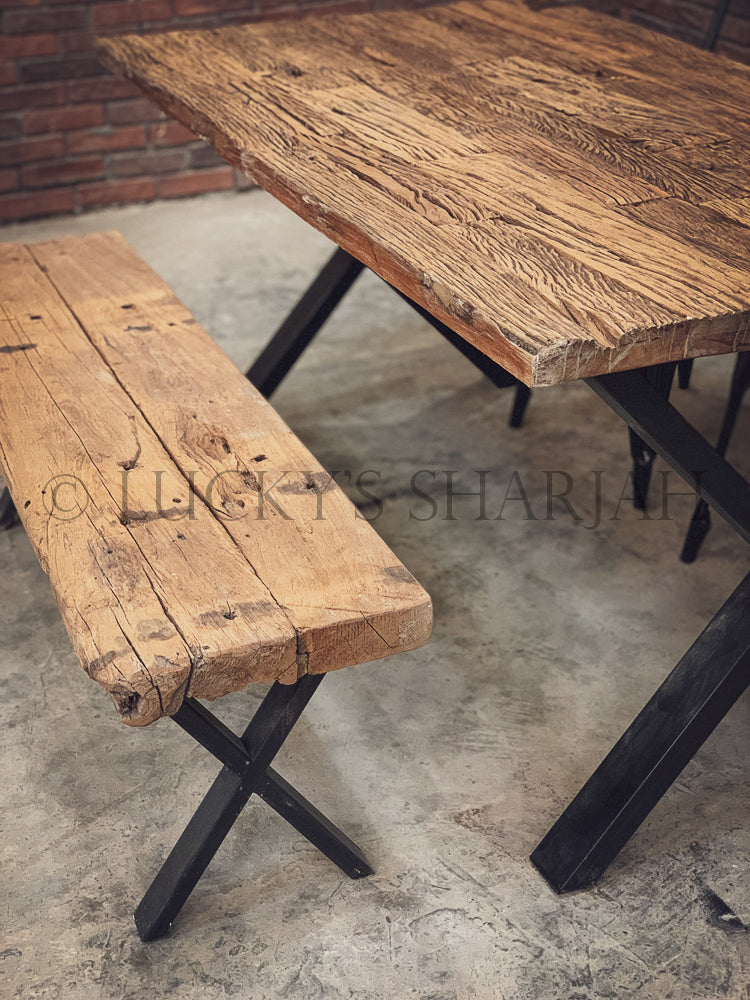 Railway Sleeper Dining Table X Legs