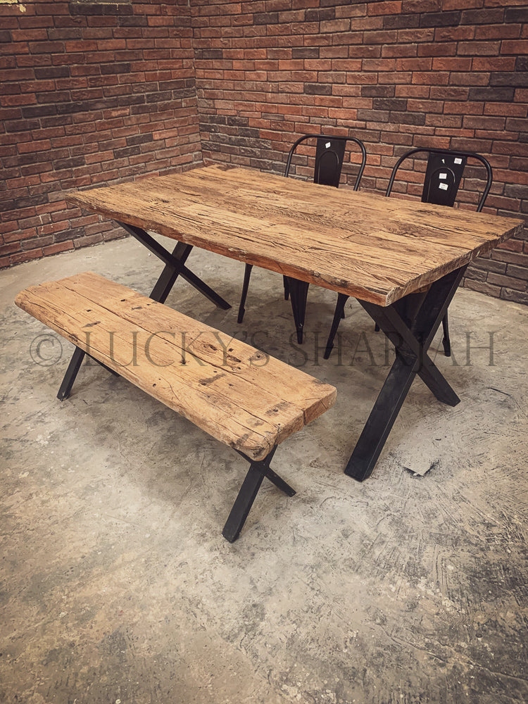 Railway Sleeper Dining Table X Legs